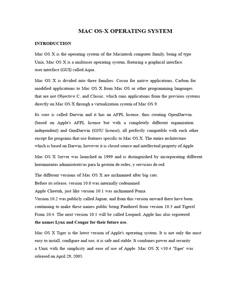 Mac OS Operating System | PDF | Mac Os | Mac Os X Leopard