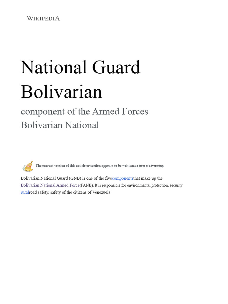 Bolivarian National Guard - Wikipedia, The Free Encyclopedia | PDF ...
