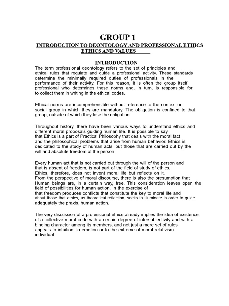 Understanding Professional Deontology | PDF | Morality | Value (Ethics)