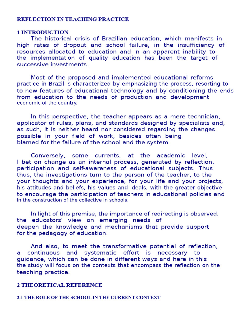 Reflection in Teaching Practice | PDF | Knowledge | Teachers