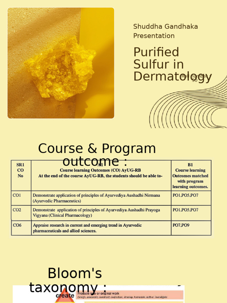 Purified Sulfur in Dermatology Insights | PDF | Sulfur | Ayurveda