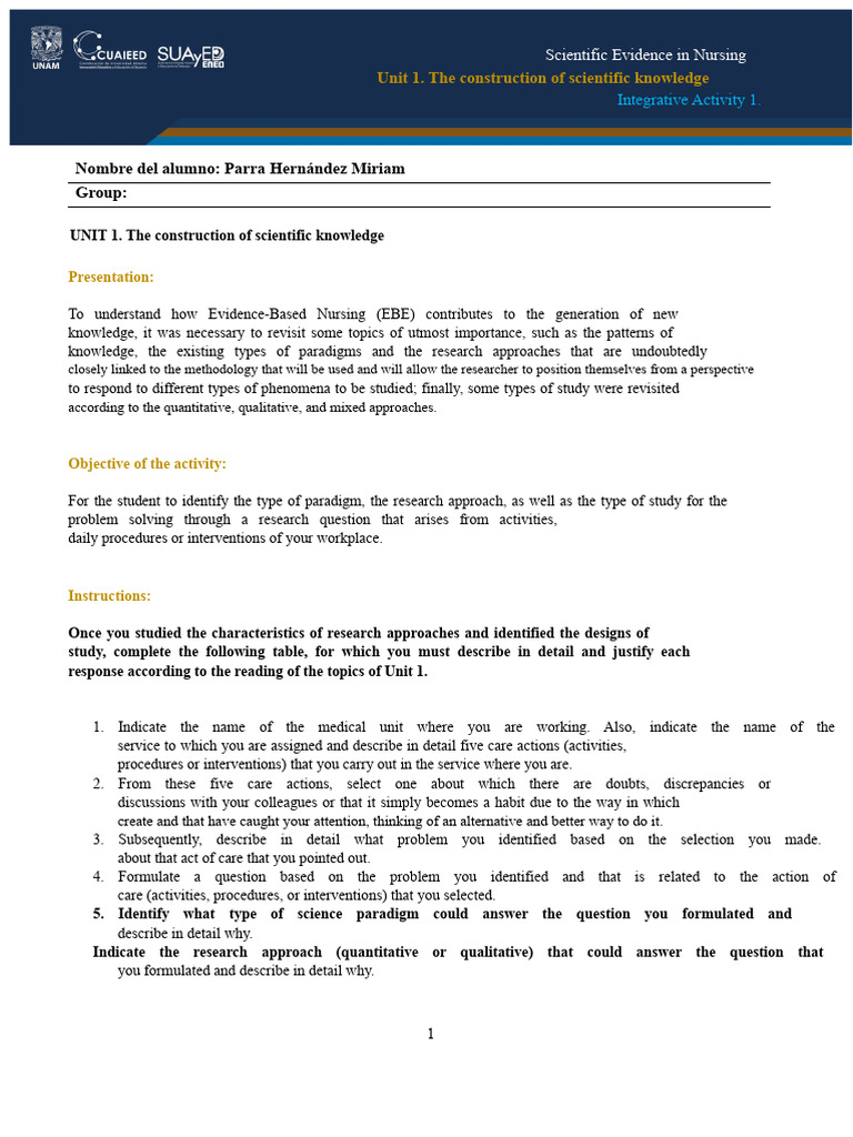 Integrative1 - U1 Scientific Evidence | PDF | Methodology ...