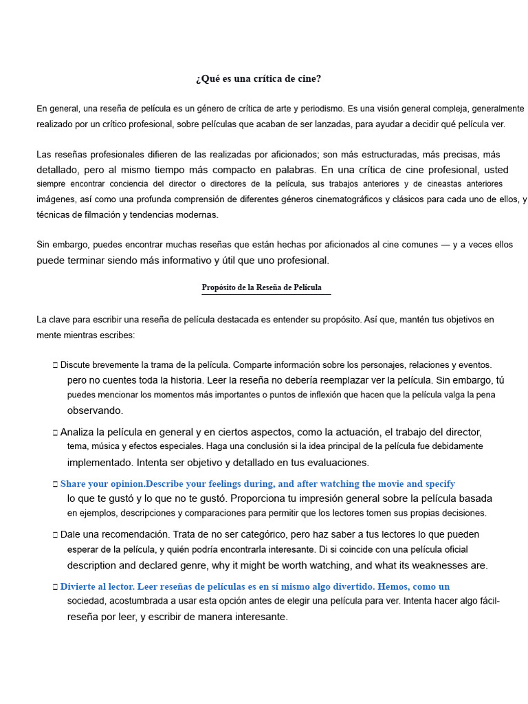 Guía para escribir críticas de cine | PDF