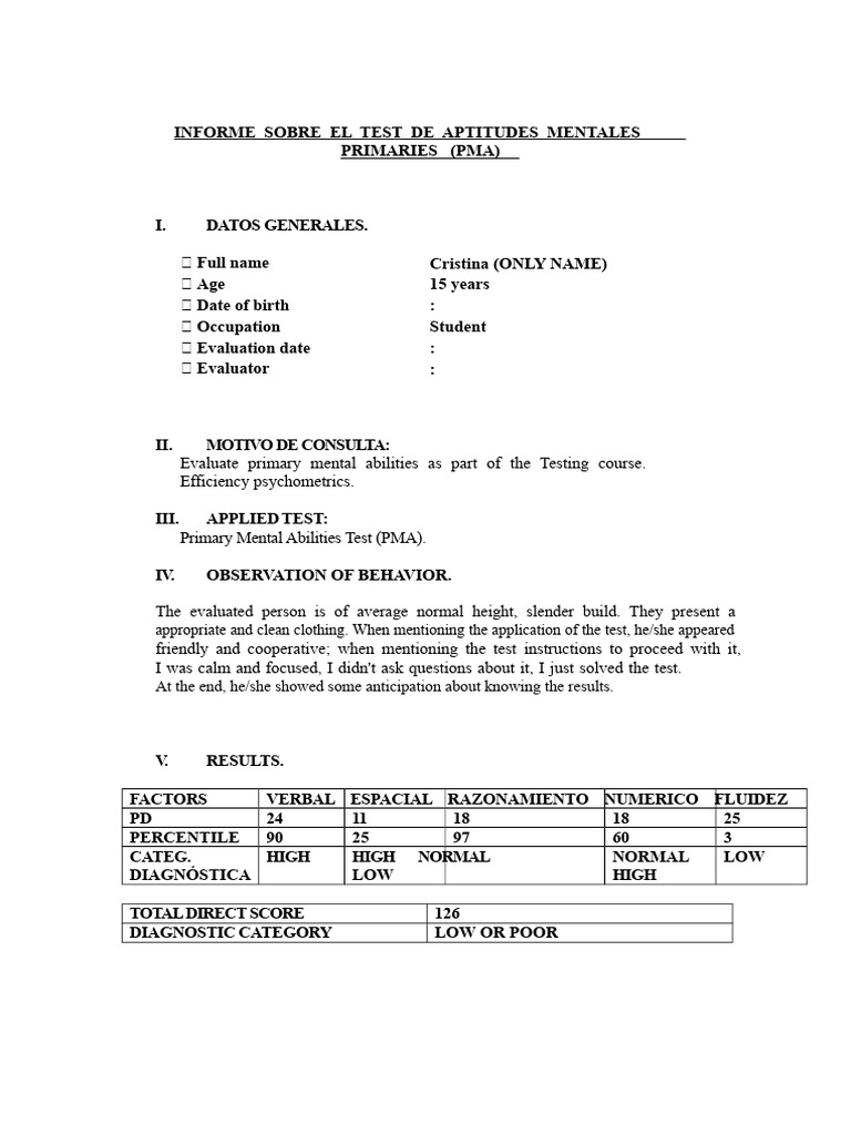 PRIMARY MENTAL ABILITY TEST (PMA) With Examples | PDF | Reason | Percentile