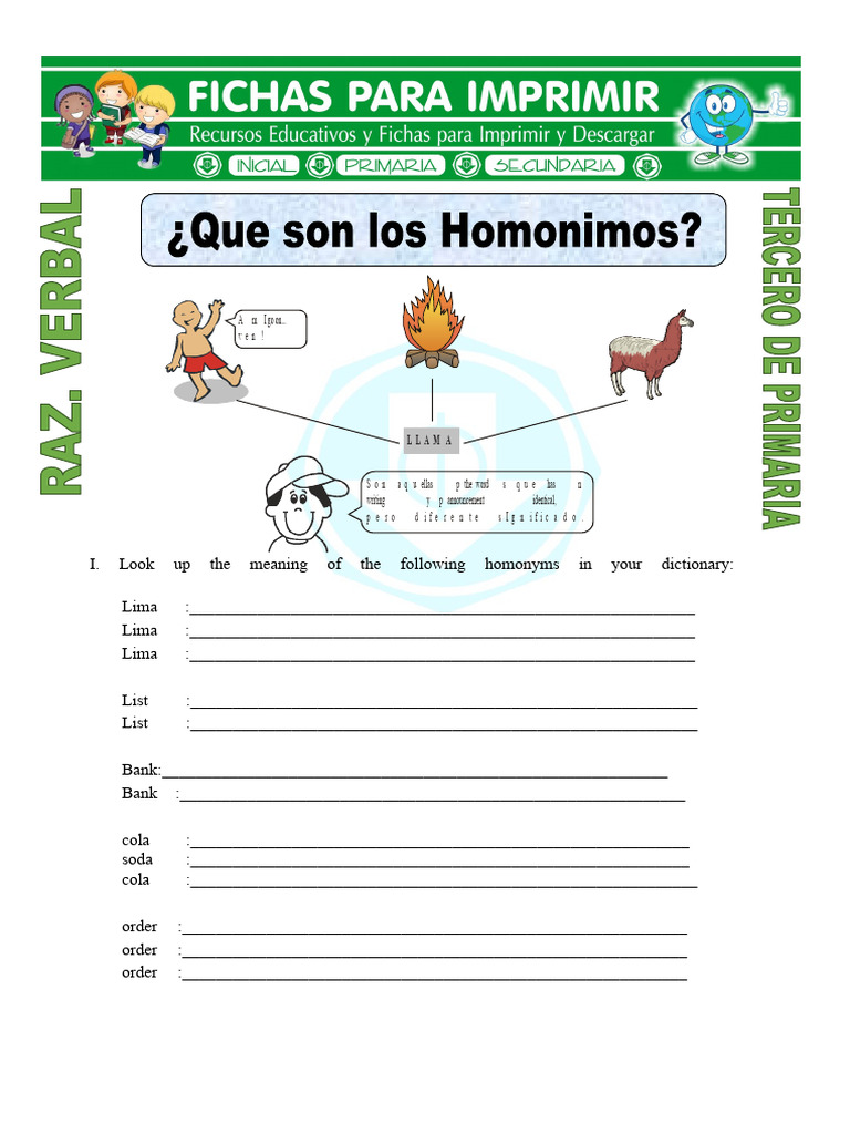 Card What Are Homonyms For Third Grade | PDF | Linguistics