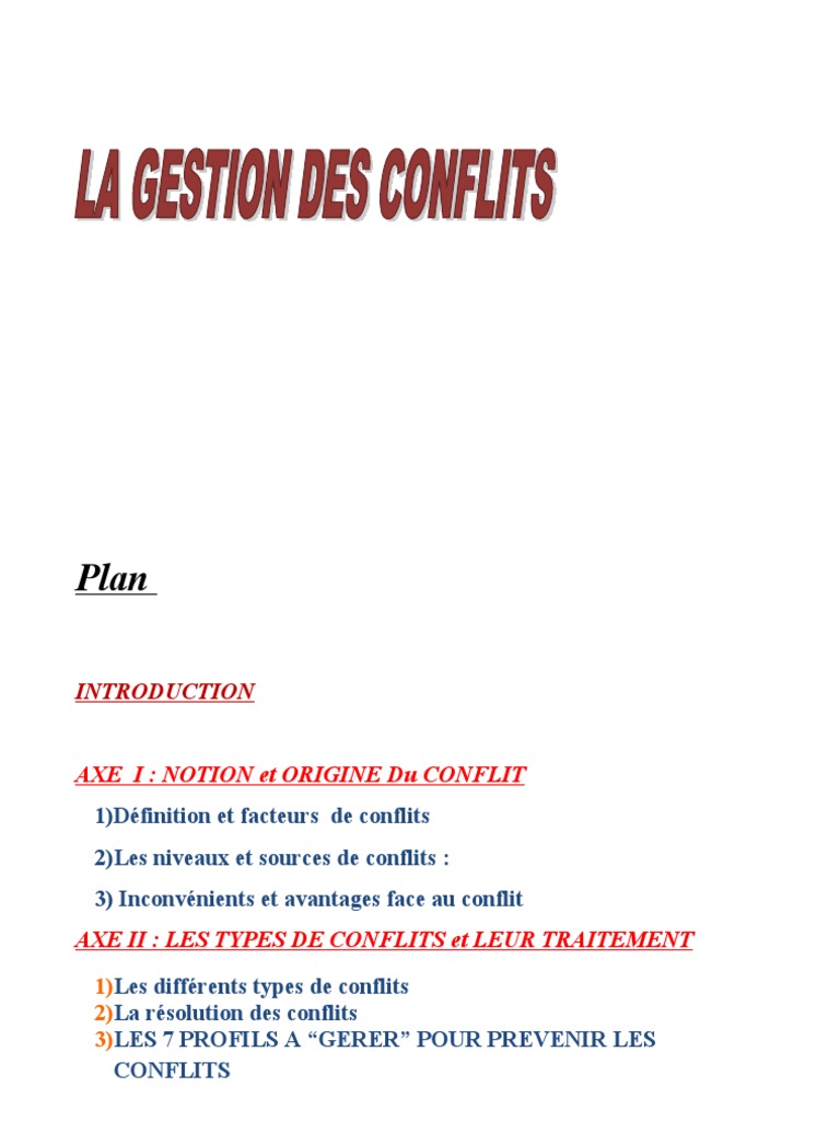 Comprendre et Gérer les Conflits | PDF | Résolution de conflit | Arbitrage