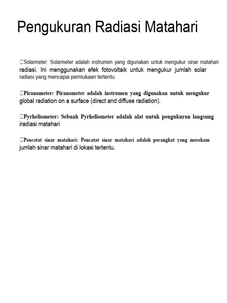 Alat Pengukur Radiasi Matahari dan Fungsinya | PDF