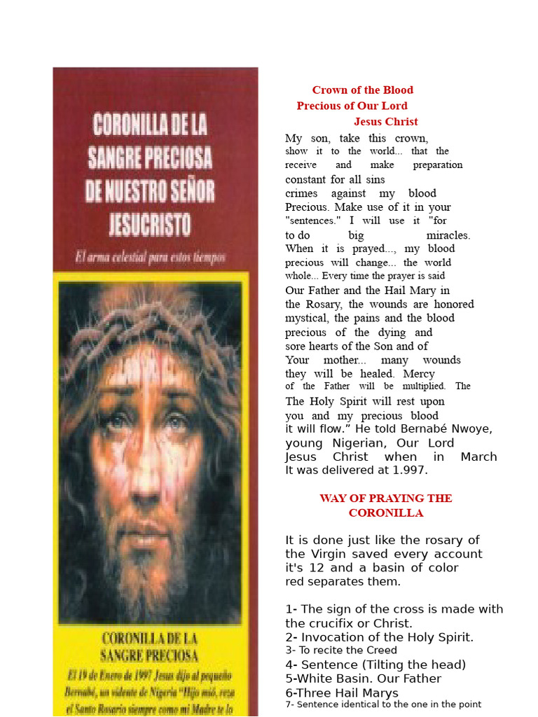 Devotion To The Most Precious Blood of Our Lord Jesus Christ | PDF ...