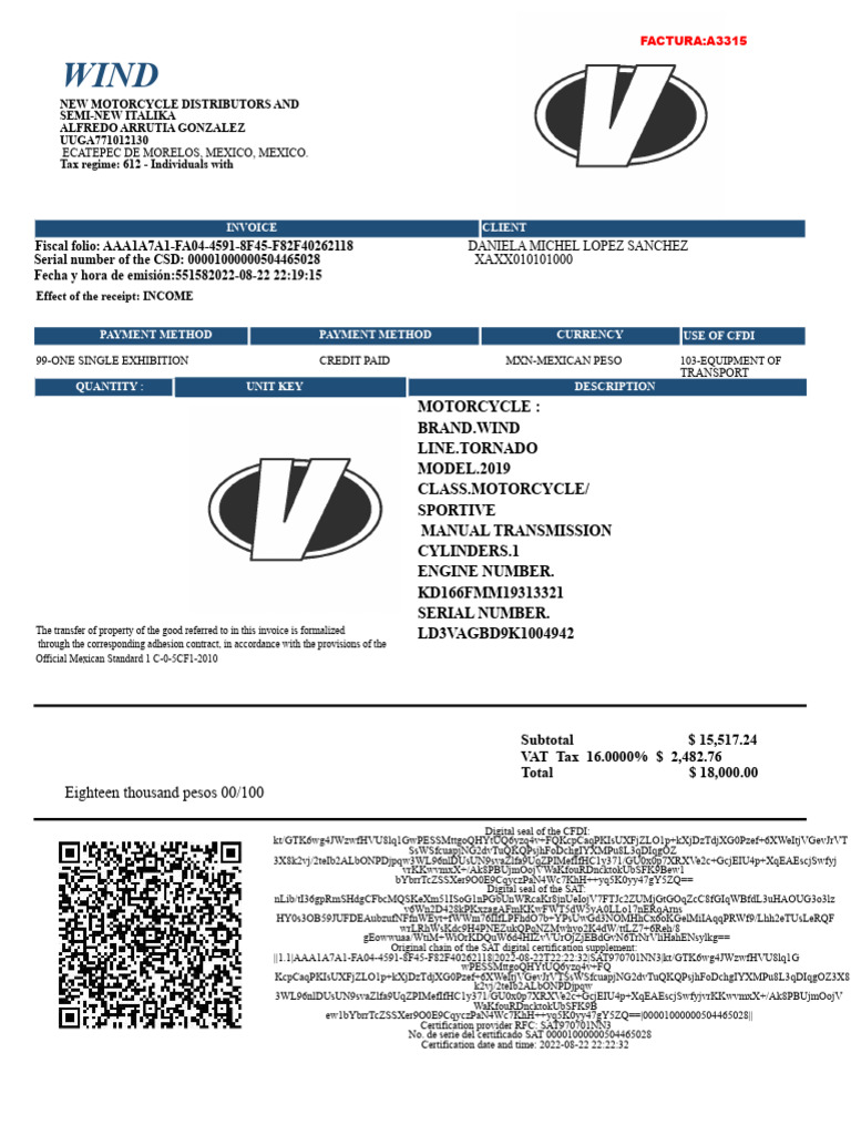 Wind 2025 | PDF | Invoice | Mexican Peso