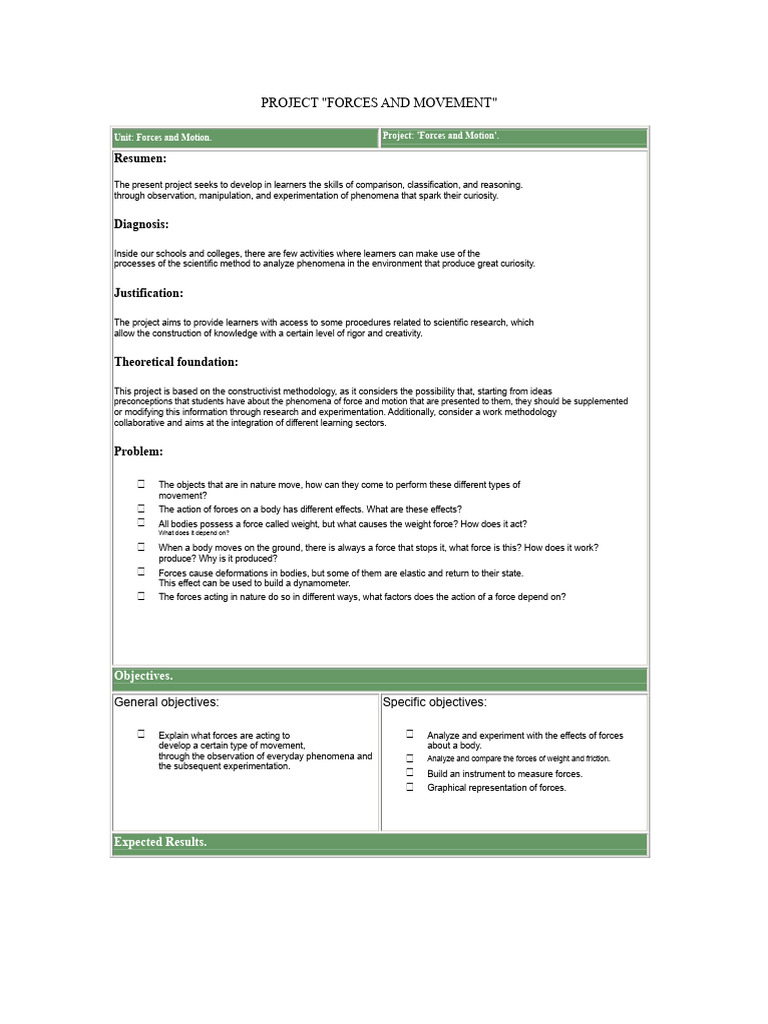 Project The Forces and Motion | PDF | Force | Experiment