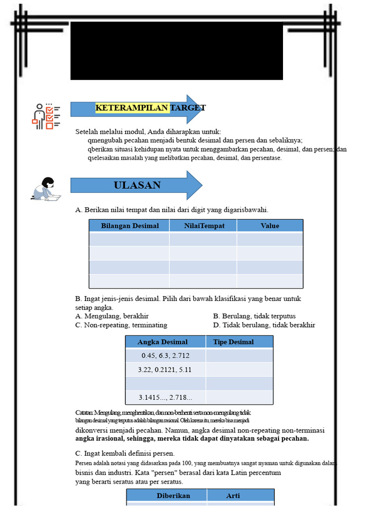 Modul 1 Fraction Desimal Dan Persen | PDF