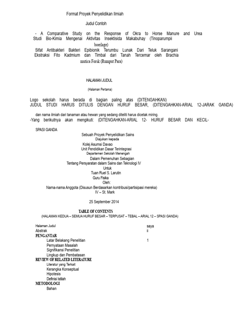 Format Proyek Penyelidikan Ilmiah | PDF