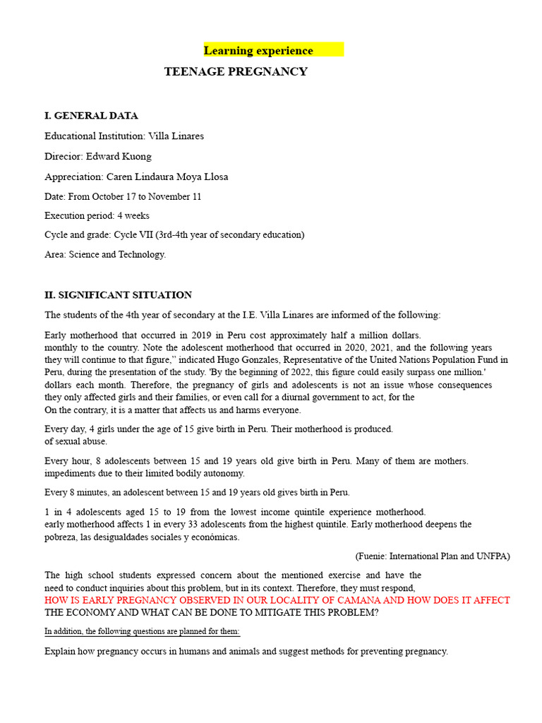 Early Pregnancy Learning Experience | PDF | Methodology | Hypothesis