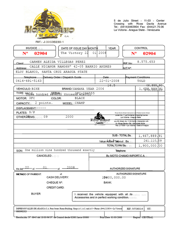 Invoice Moto1 | PDF | Payments