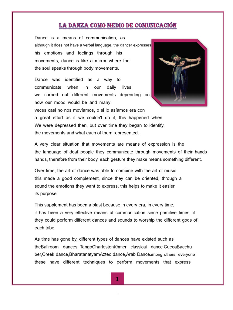 Dance As A Means of Communication | PDF | Dances | Emotions