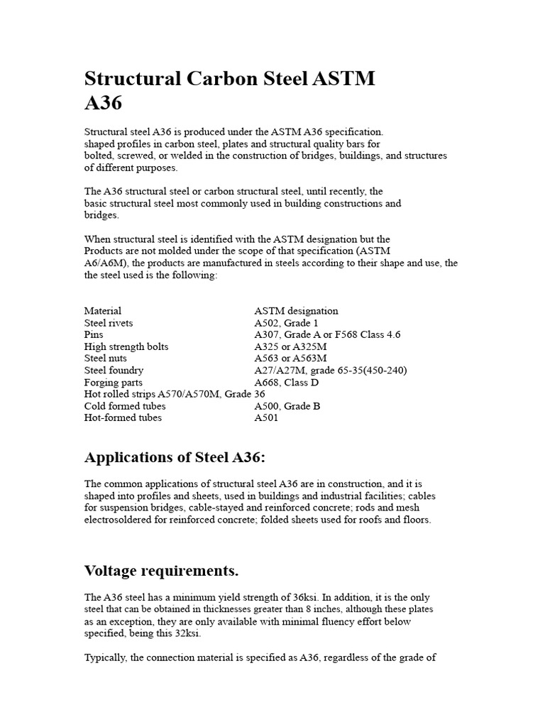Structural Carbon Steel ASTM A36 | PDF | Welding | Construction