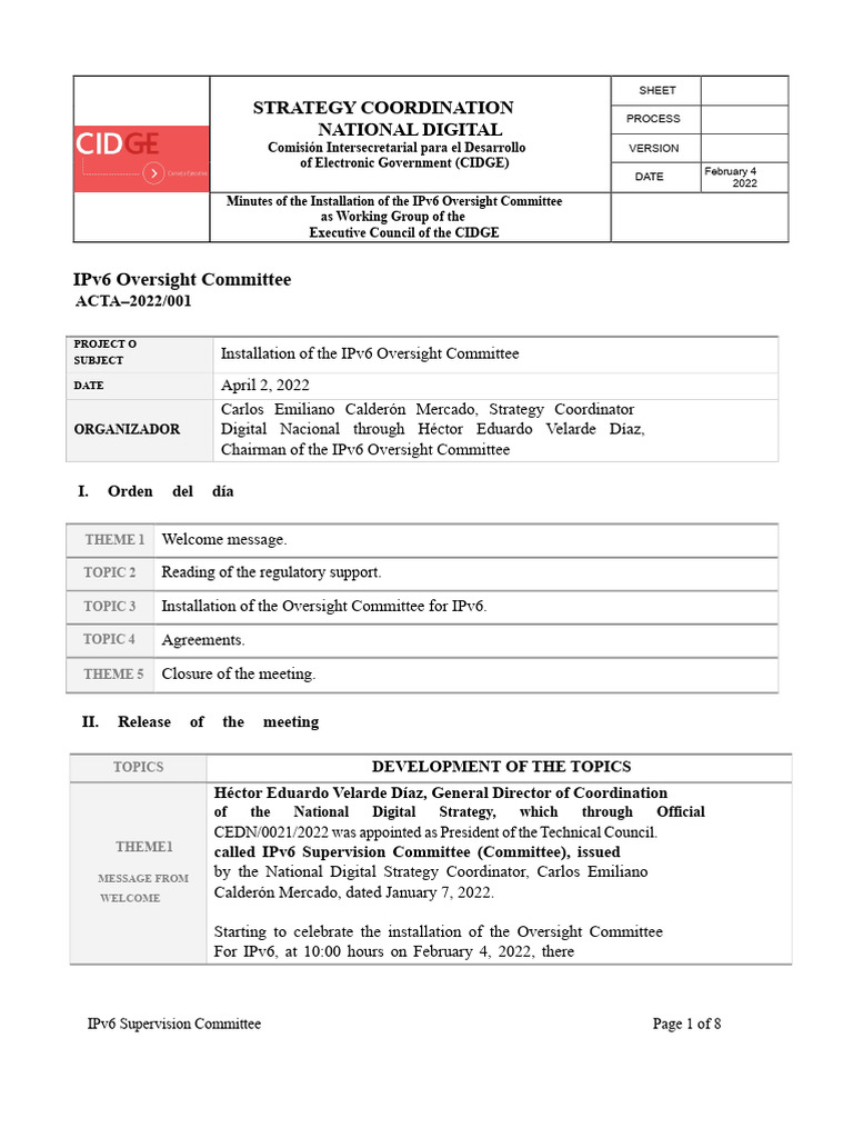 Installation Act of The IPv6 Oversight Committee | PDF | Computing