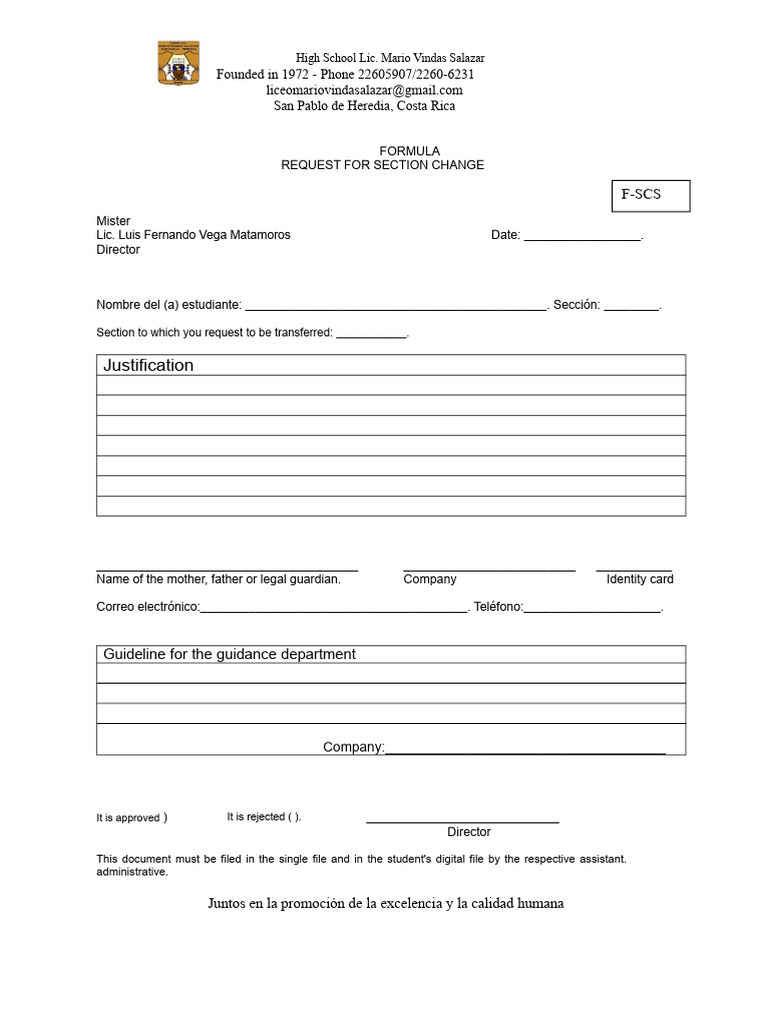 High School Section Change Request Form | PDF | Document | Government ...