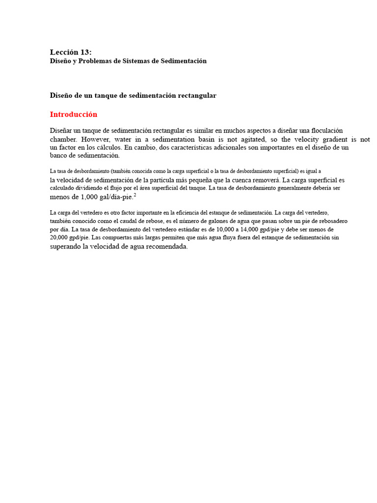 Diseño de Tanque de Sedimentación Rectangular | PDF | Ciencias de la Tierra