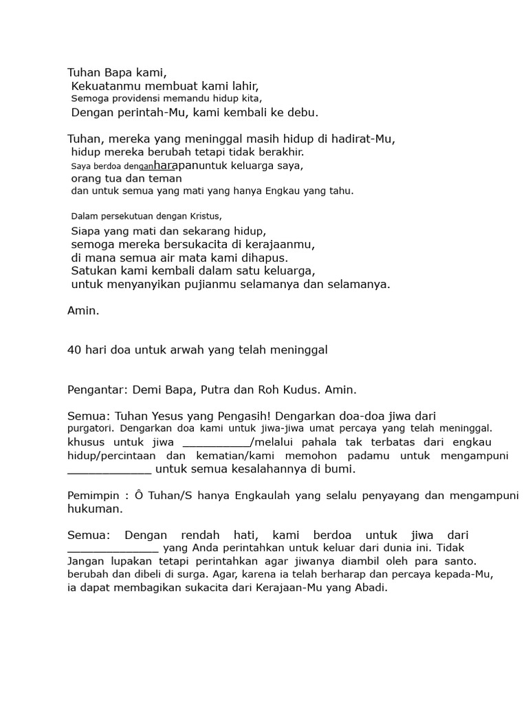 40 Hari Doa Untuk Arwah Yang Sudah Meninggal | PDF