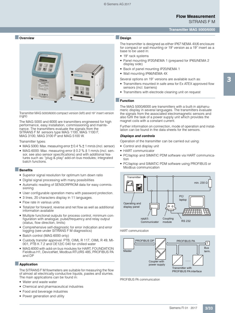 Transmitter Mag 5000 6000 | PDF | Flow Measurement | Sensor