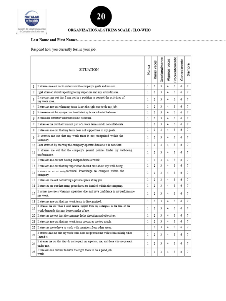 Occupational Stress Scale OIT | PDF | Social Psychology | Business