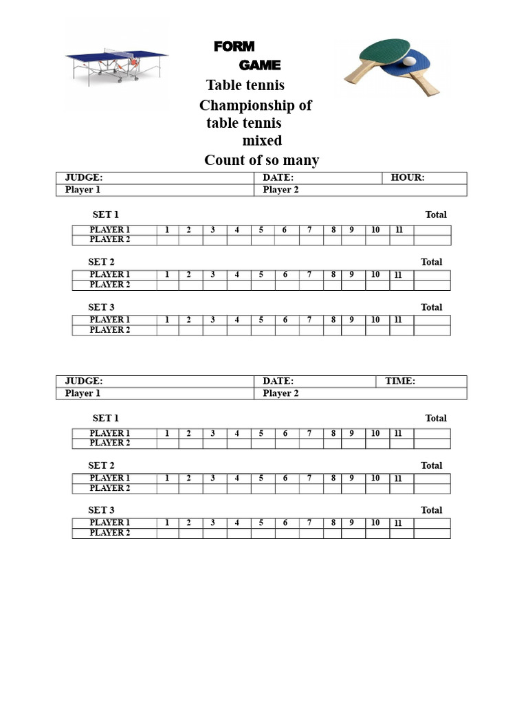 Table Tennis Game Sheet - Compress | PDF