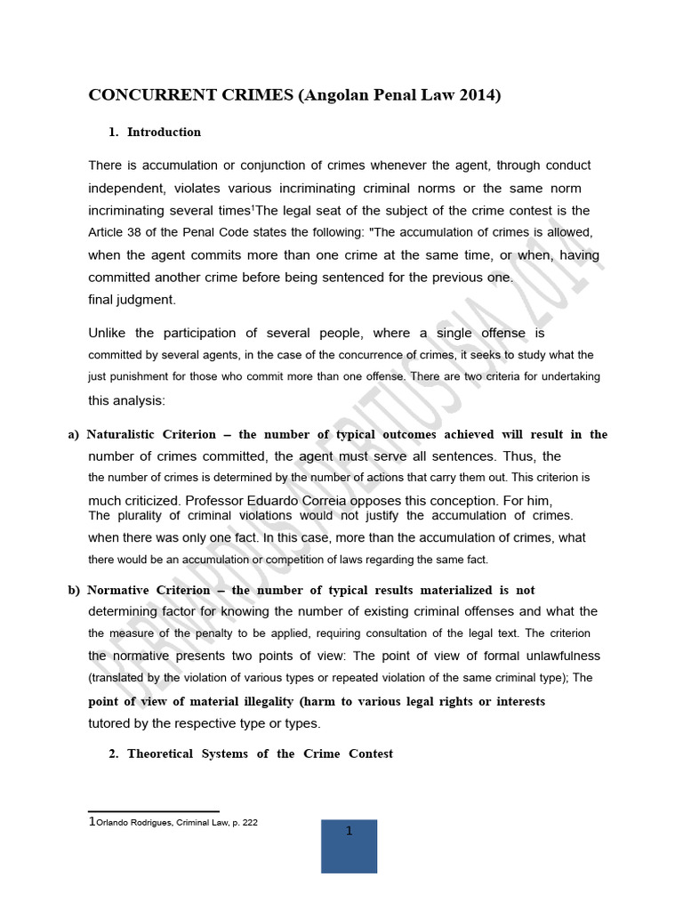 Angolan Penal Law: Concurrent Crimes Explained | PDF | Crimes | Crime ...