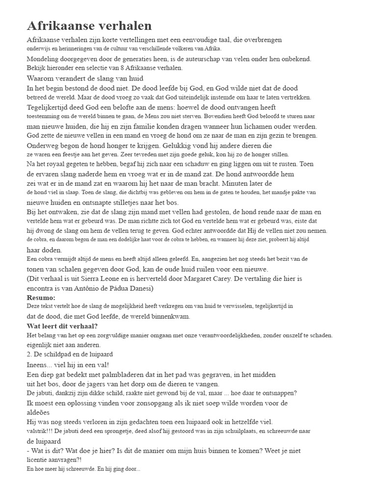Afrikaanse Verhalen en Afrikaanse Legendes | PDF