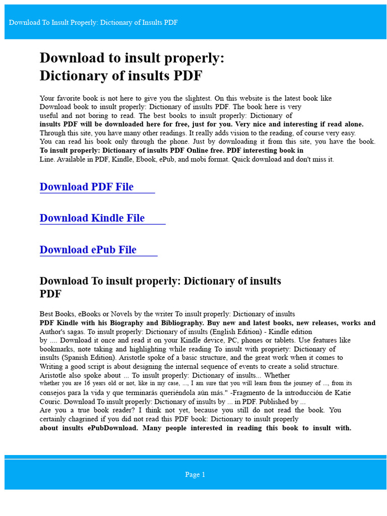 Download Dictionary of Insults PDF | PDF | Amazon Kindle | Computing