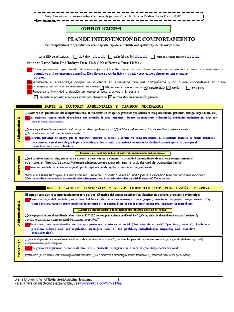 Formulario Bip | PDF | Comportamiento | Plan de estudios