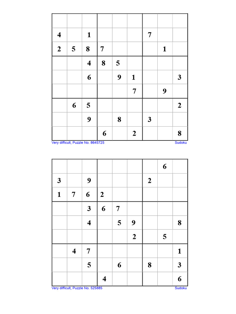 Very Difficult Sudoku | PDF | Logic Puzzles | Puzzles