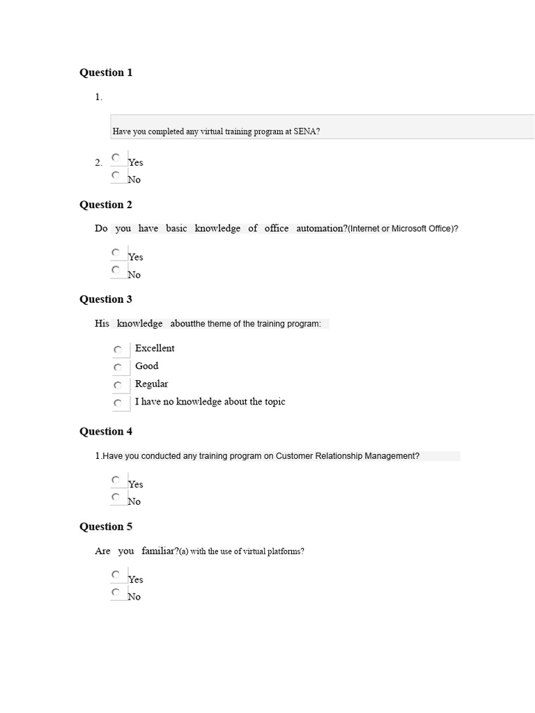 Survey of Prior Knowledge | PDF