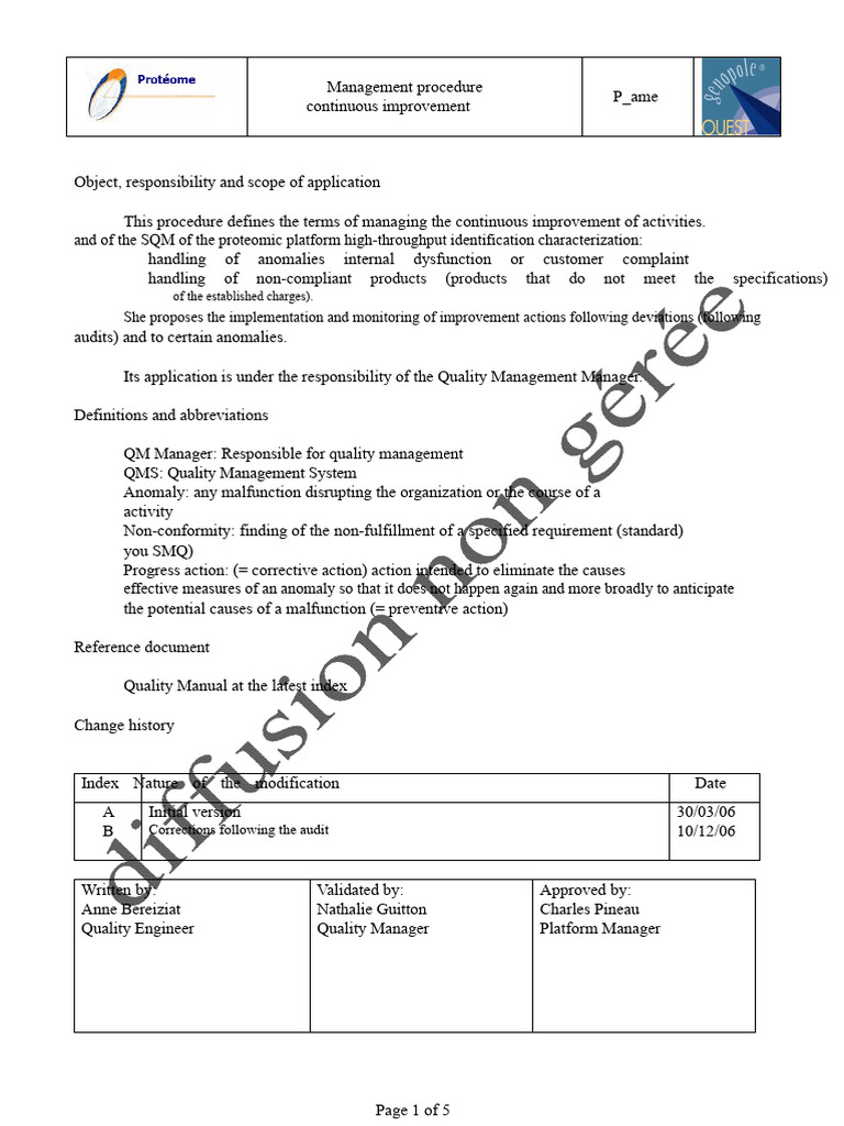 Continuous Improvement Procedure | PDF | Audit | Quality Management System