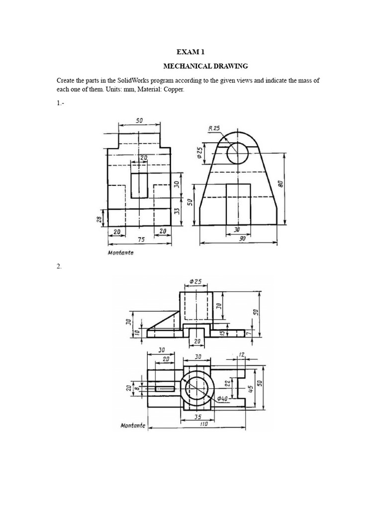 EXAM 1, MECHANICAL DRAWING 2021b | PDF