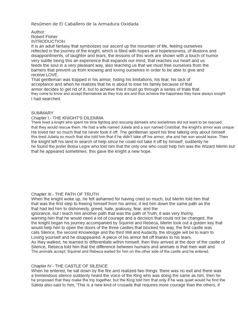 Summary of The Knight in Rusty Armor | PDF