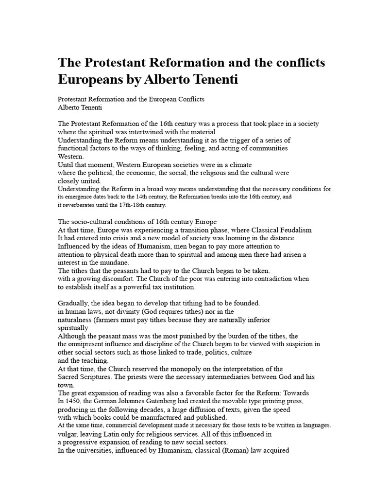 The Protestant Reformation and The European Conflicts by Alberto ...