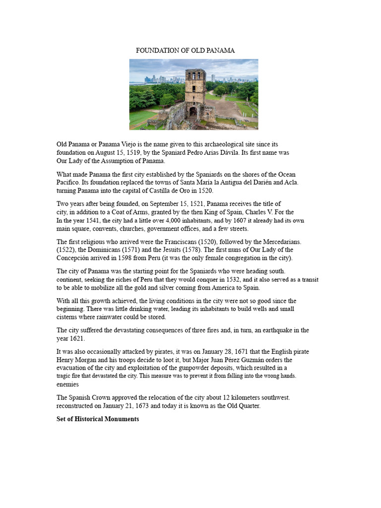Foundation of Old Panama | PDF