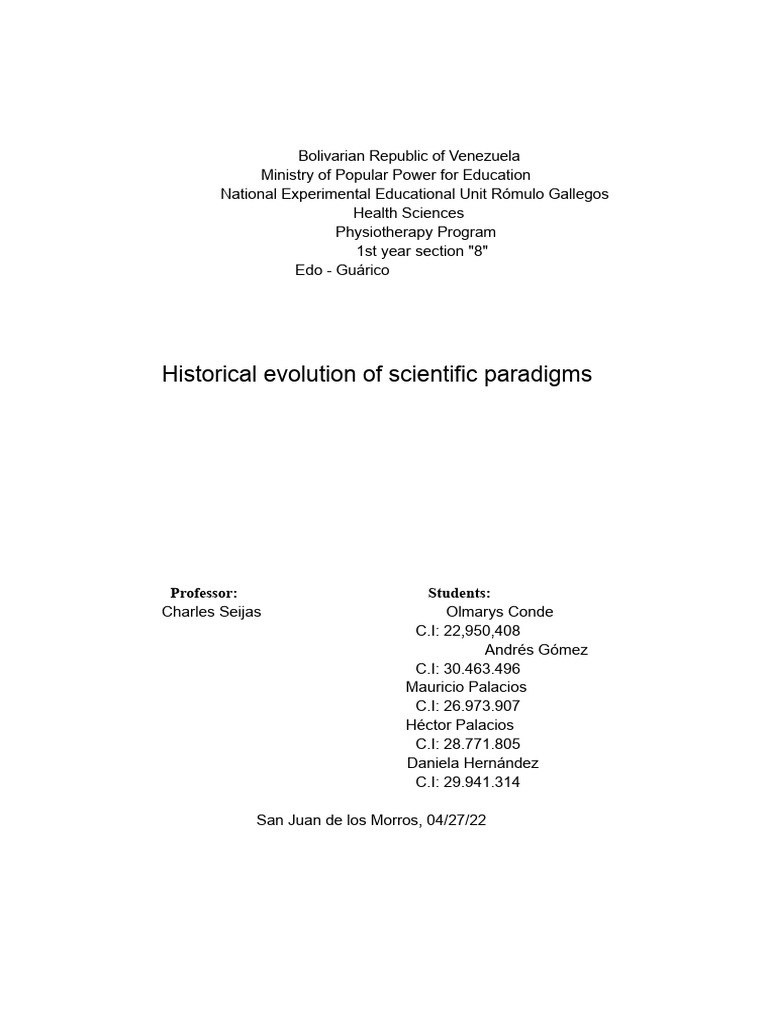 Historical Evolution of The Scientific Paradigm | PDF | Paradigm ...
