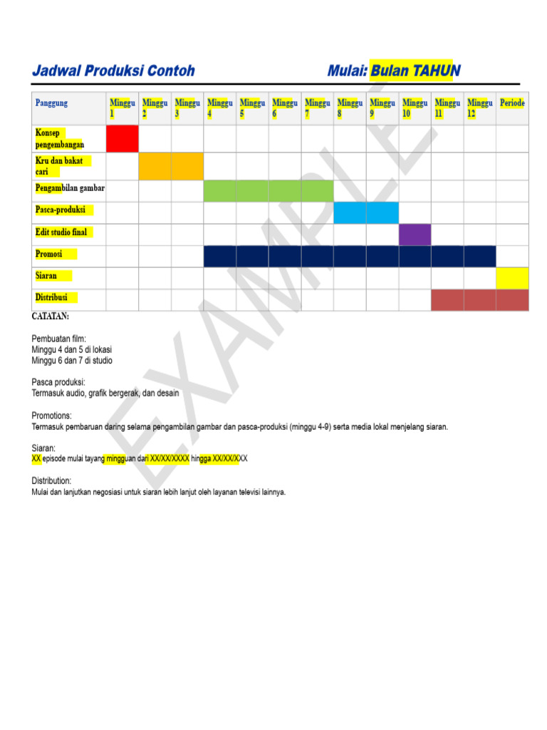 Jadwal Produksi Contoh | PDF