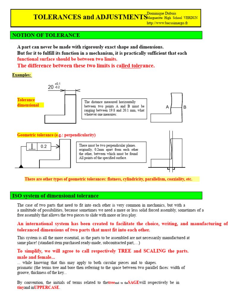 Tolerances and Adjustments in Mechanics | PDF | Engineering Tolerance ...