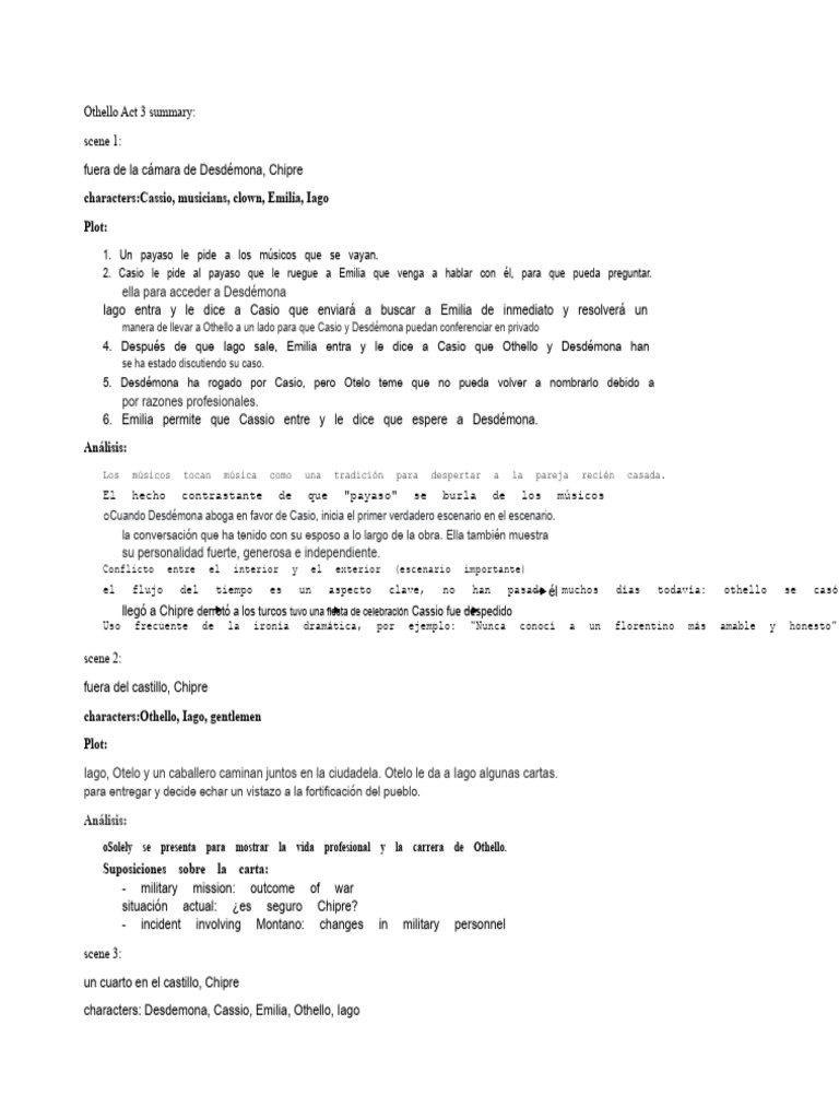 Characters:cassio, Musicians, Clown, Emilia, Iago Plot:: Othello Act 3 ...