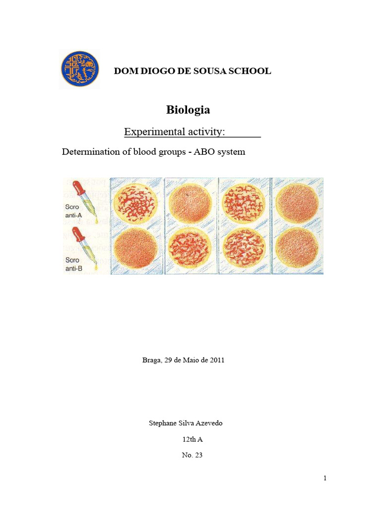 Report - Determination of Blood Type | PDF | Blood Type | Medical Specialties