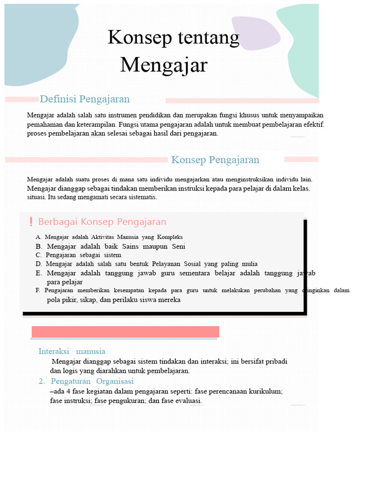 Konsep dan Definisi Pengajaran Efektif | PDF