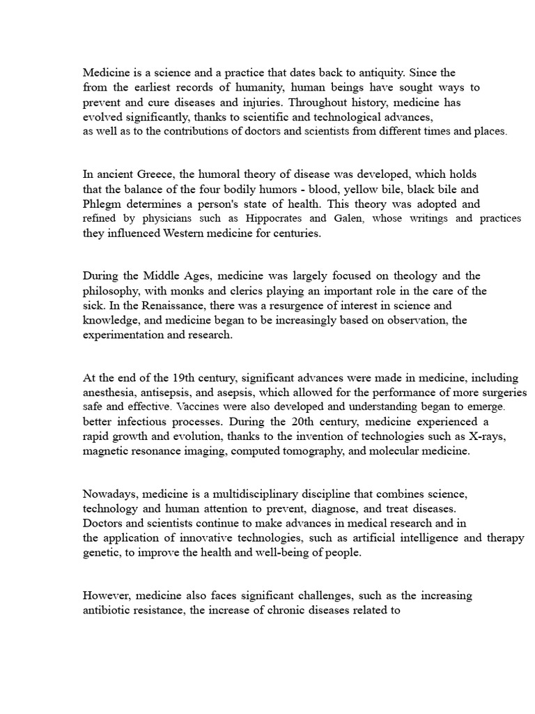 Essay On The History of Medicine | PDF | Medicine | Science