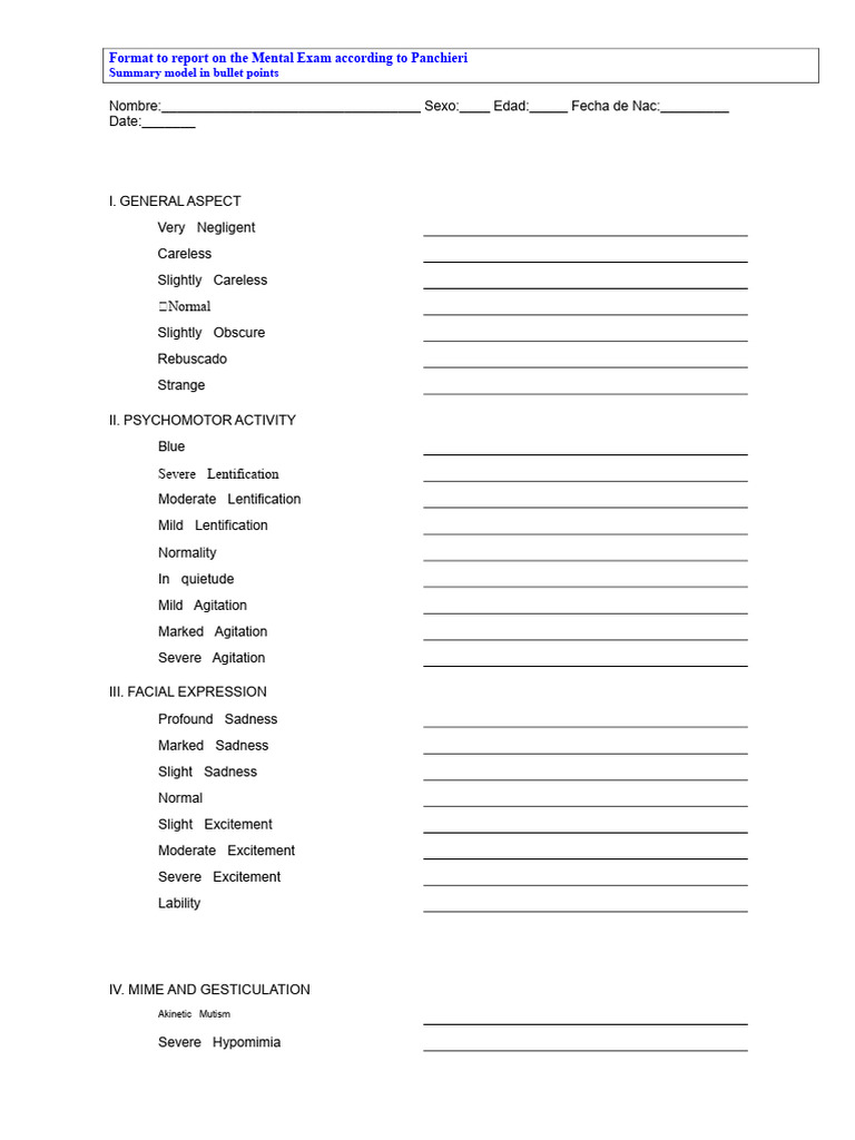 Comprehensive Mental Examination | PDF | Anxiety | Mental Disorder