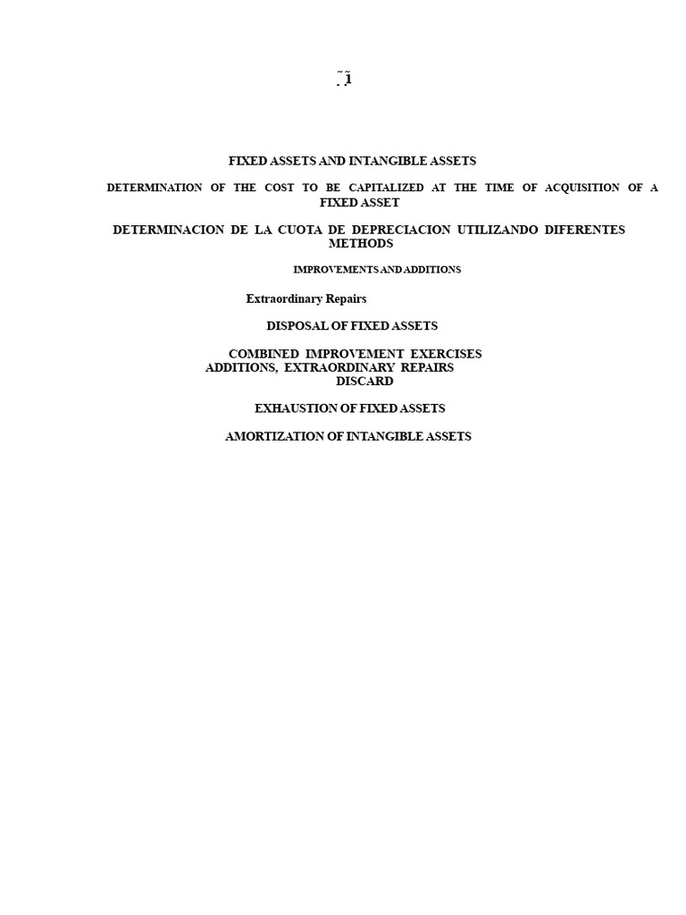 Proposed Exercises FIXED ASSETS AND INTANGIBLE ASSETS | PDF ...