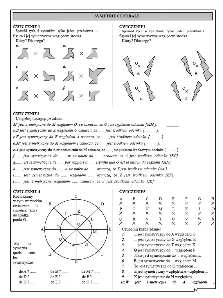 Ćwiczenia Symetria Centralna 1kolejna 1 | PDF