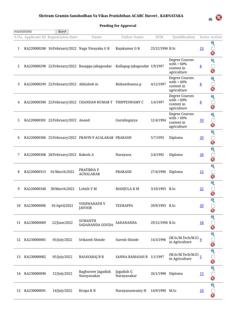 Pending Approval List for Applicants | PDF