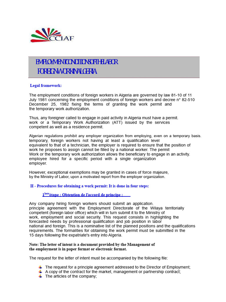Algeria Work Permit | PDF | Travel Visa | Employment